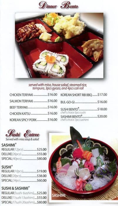 Menu at Oshio Teriyaki & Sushi restaurant, Enumclaw, 730 Griffin Ave