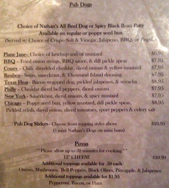 Menu at The King's Head Pub, Houston