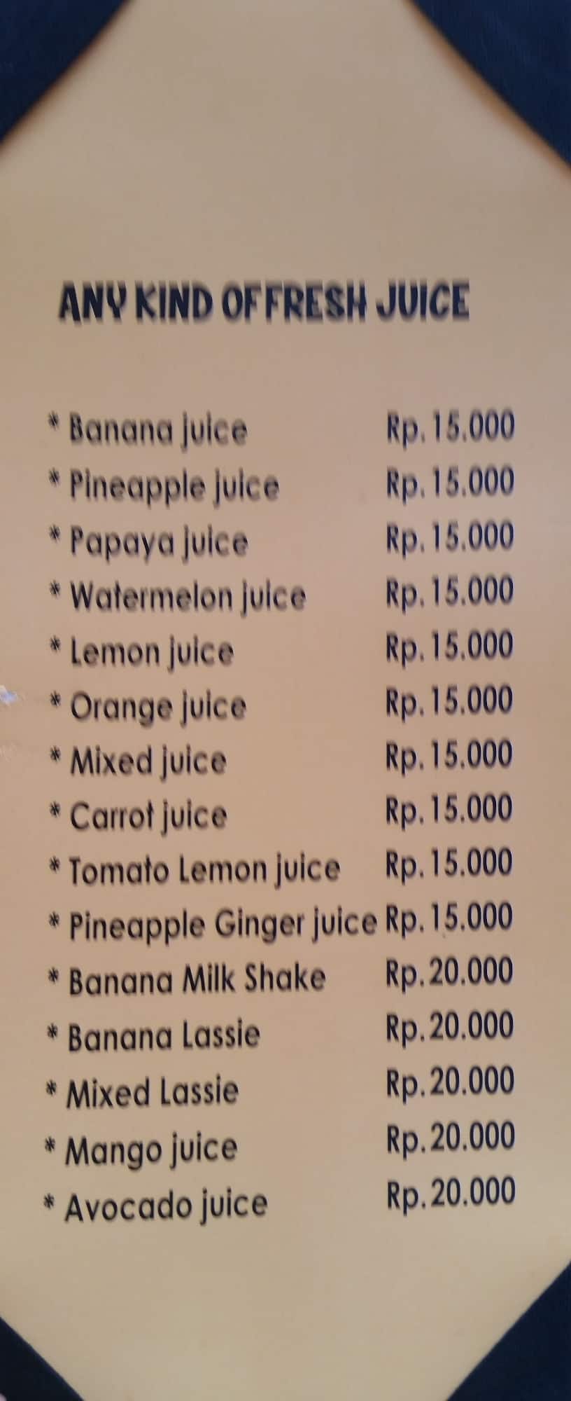 Menu at Warung Bu Kadek cafe, Purwakerti