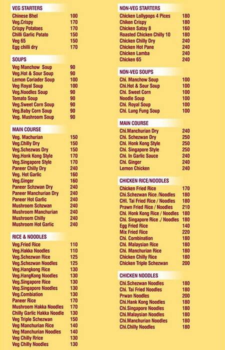 Menu of Stick & Bowl, Yousufguda, Hyderabad