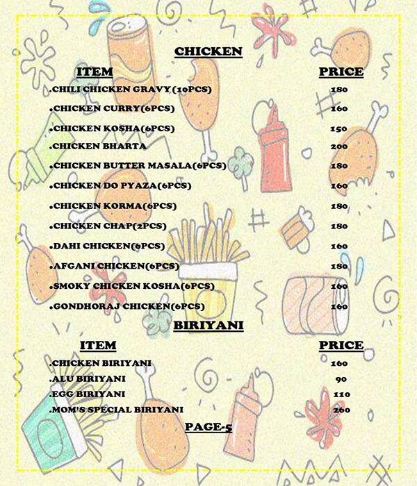 Menu at Mom Chef, Kolkata