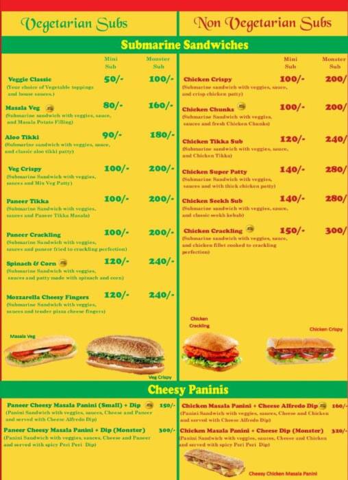 Menu of What A Sandwich, Infocity, Gandhinagar