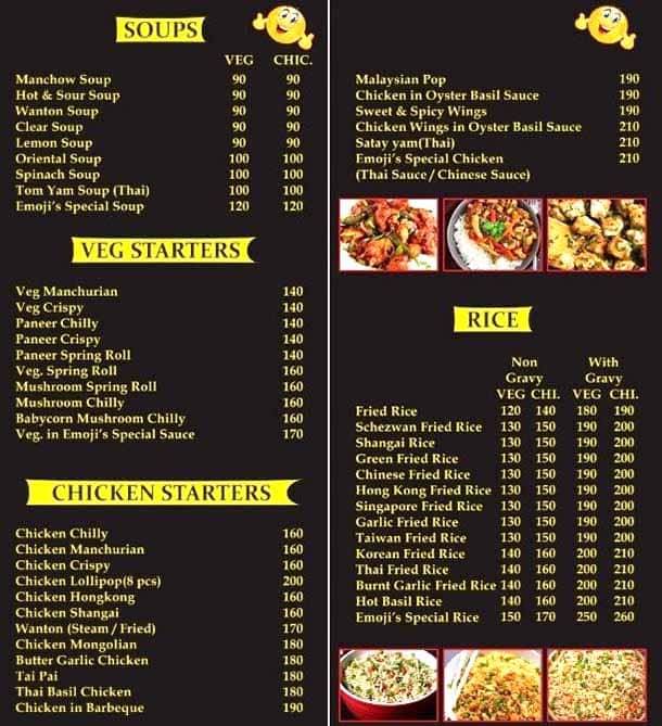 Menu of Emoji's Yummy Corner, Virar, Mumbai