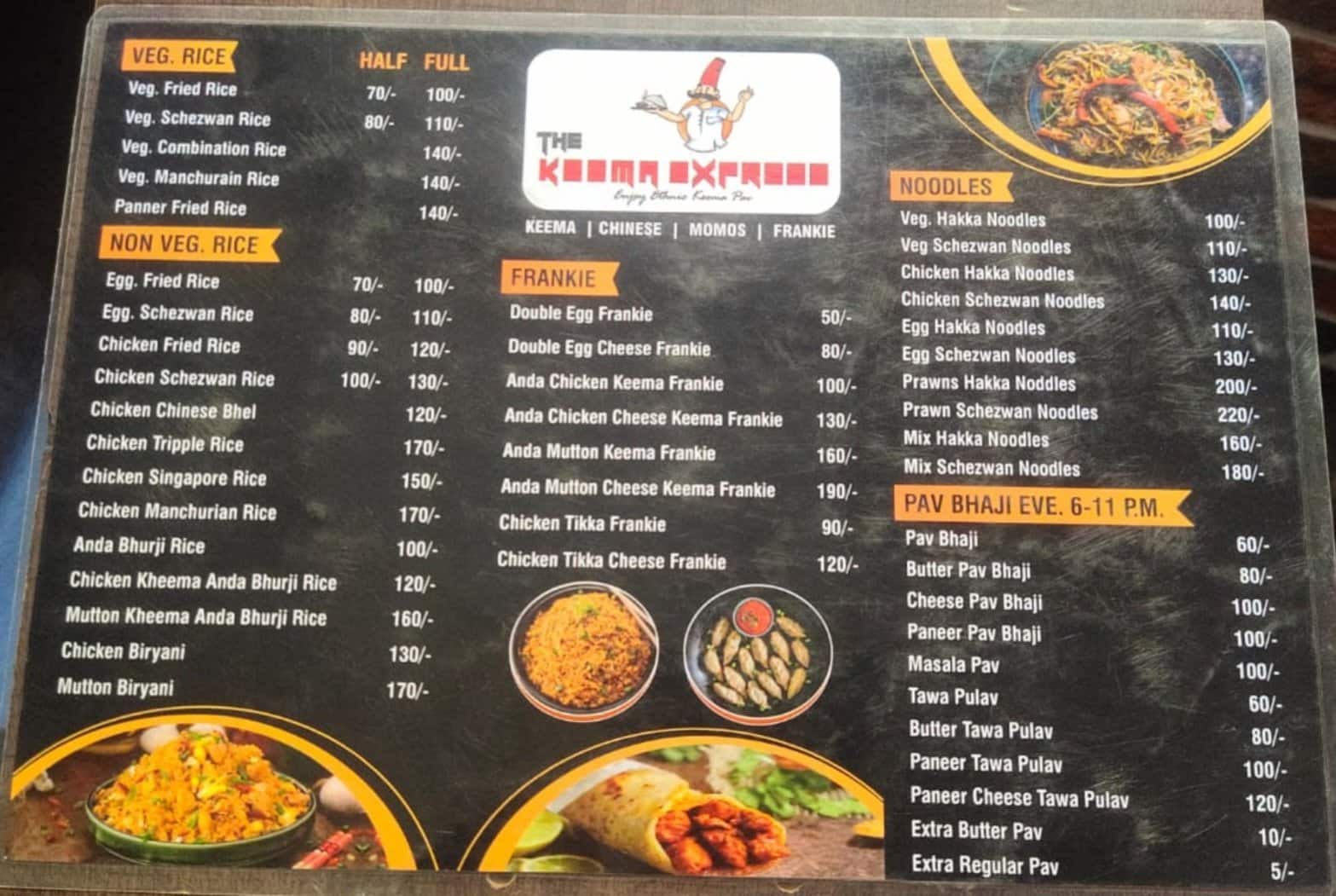 Menu of The Keema Express, Colaba, Mumbai