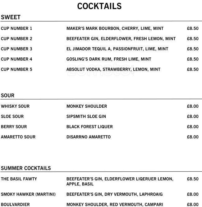 Menu at The Gallery pub & bar, London, 190 Broadhurst Gardens