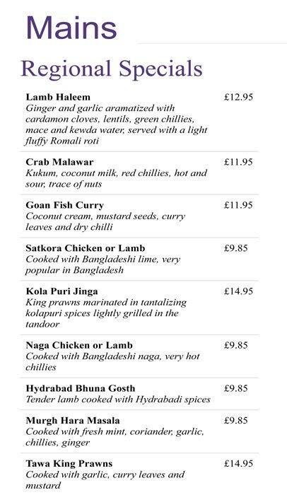 Menu at The Thames Indian Restaurant, London, 79 Waterloo Rd