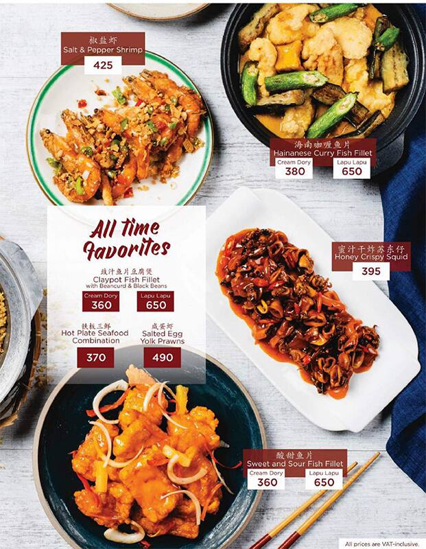 Menu at Wee Nam Kee restaurant, Quezon City, 4th Flr