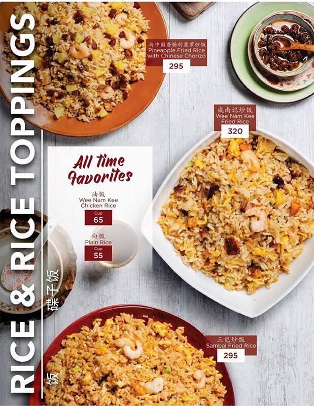 Menu at Wee Nam Kee restaurant, Quezon City, 4th Flr