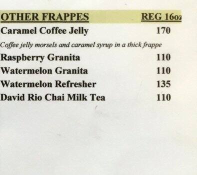 Menu at Kaffe Krema cafe, Taguig