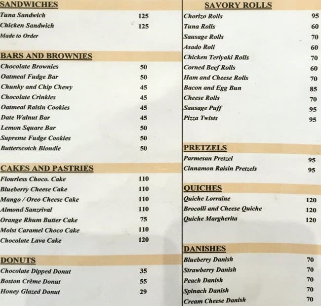 Menu at Kaffe Krema cafe, Taguig