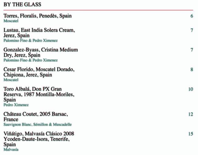 Menu at Bar Isabel, Toronto, 797 College St