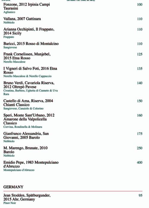 Menu at Bar Isabel, Toronto, 797 College St