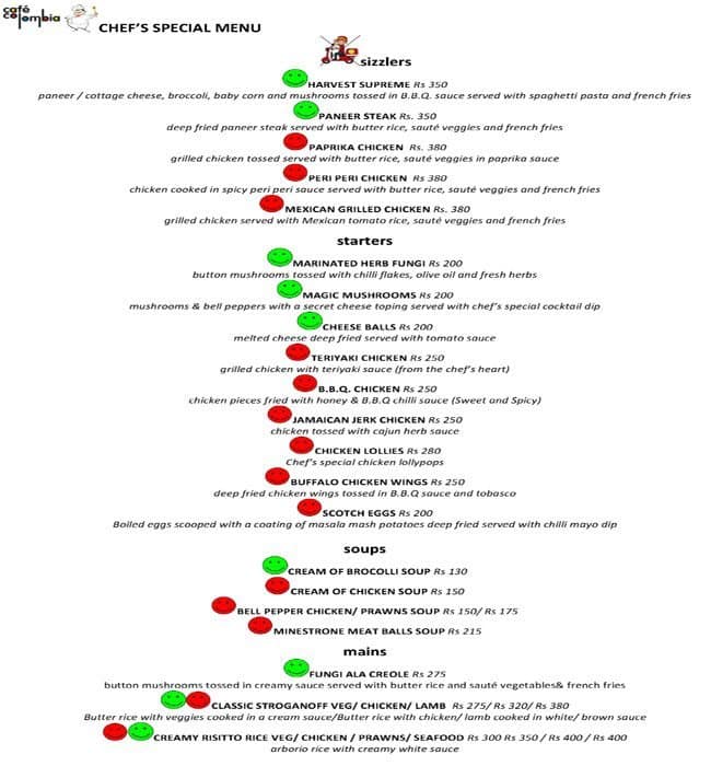 Cafe Colombia Menu, Menu for Cafe Colombia, Kalyani Nagar, Pune - Zomato