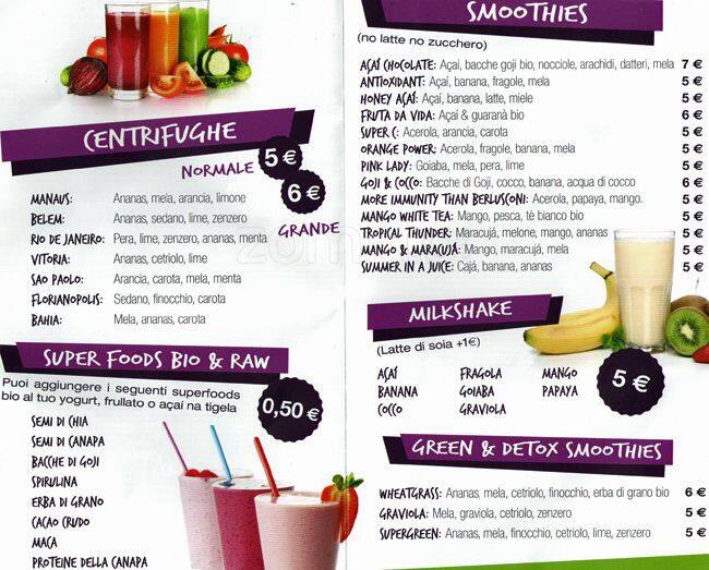 Menu at Açaí & Friends pub & bar, Rome