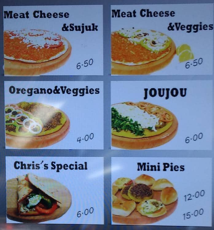 Menu at OneWay Lebanese Bakery, Lalor