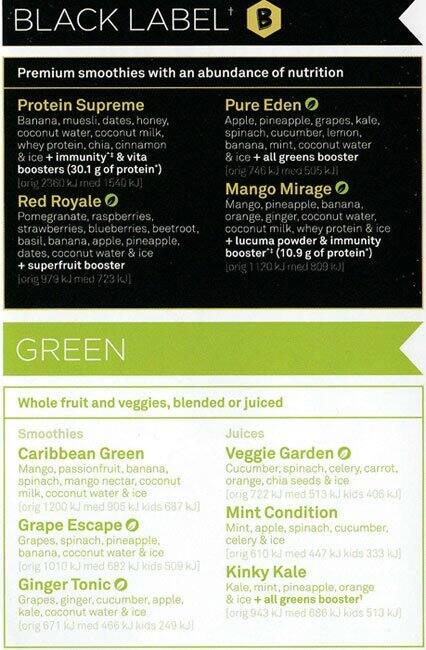 Boost Juice Menu, Menu for Boost Juice, Mandurah, City of Mandurah ...