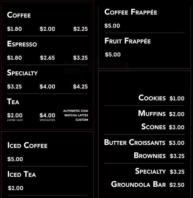 Menu at Grounded pub & bar, Ottawa, 100 Gloucester St