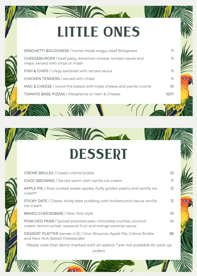 Menu at Stix & Stones restaurant, Lower Plenty