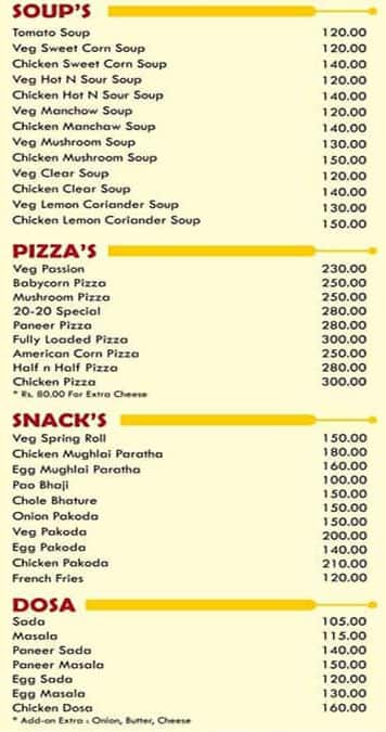 Menu of Gyani's Restaurant, Telco Colony, Jamshedpur
