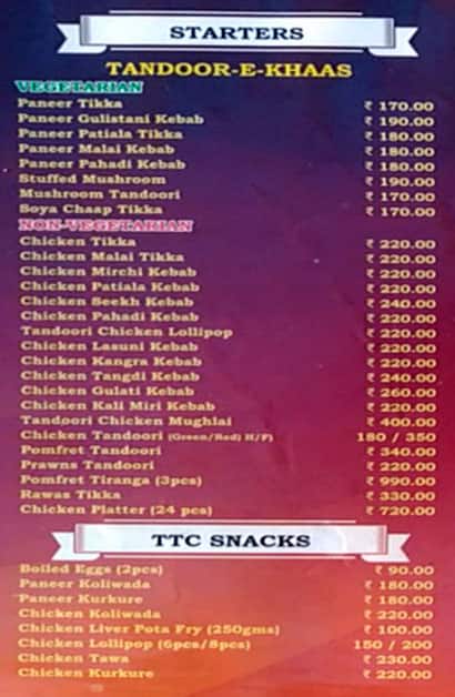 Menu of The Tandoor Company, Mulund West, Mumbai