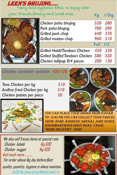 Menu of Leen's Bhujing, Vasai, Mumbai