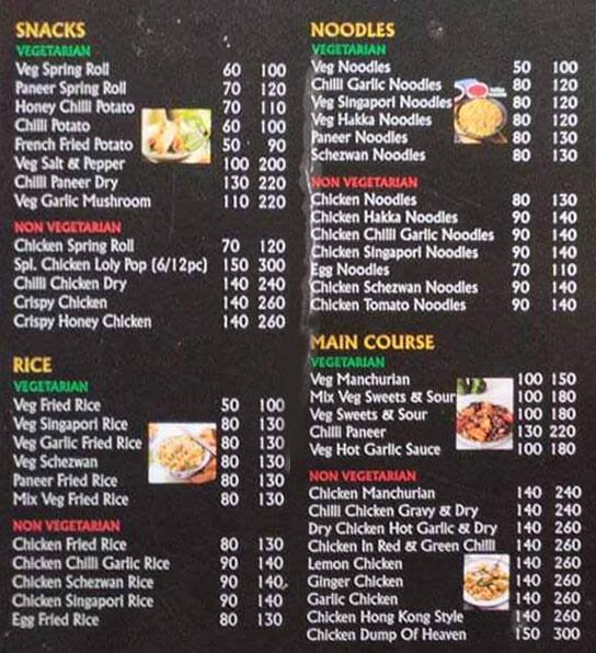 Menu of Chop Sticks & Grill, Sigma 2, Greater Noida