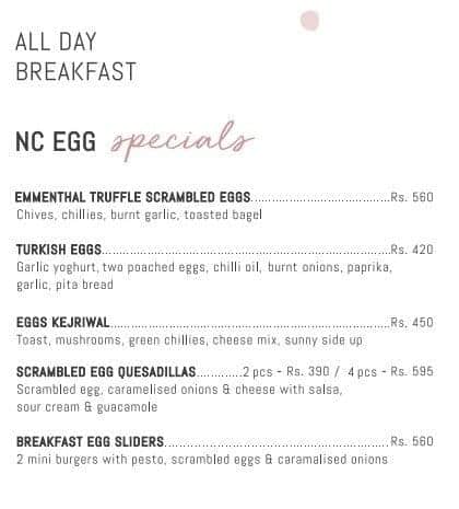 Menu of The Nutcracker, Bandra Kurla Complex, Mumbai