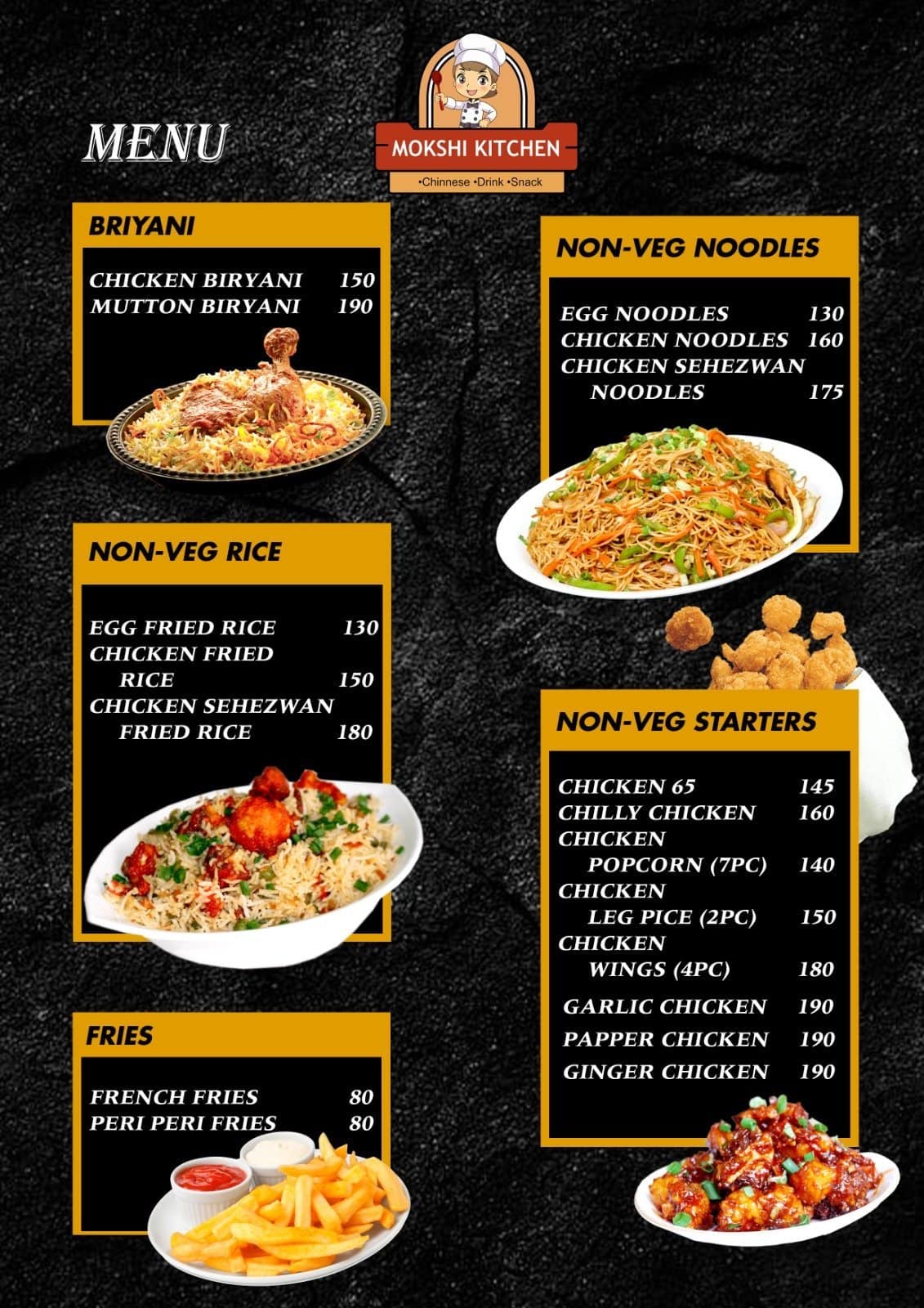 Menu of Mokshi Kitchen, Taramani, Chennai