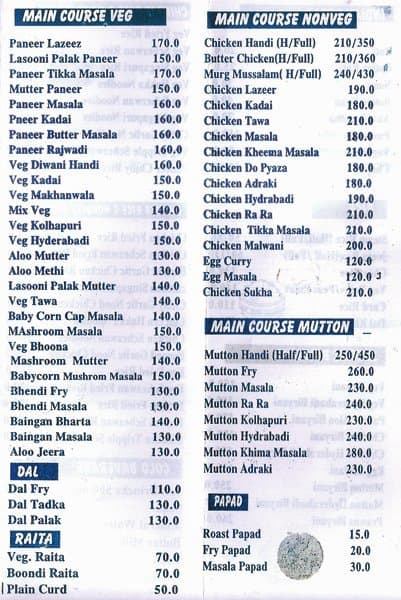 Menu at Sagar, Pune, 5