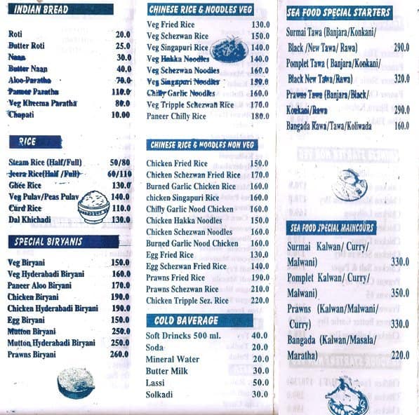 Menu at Sagar, Pune, 5