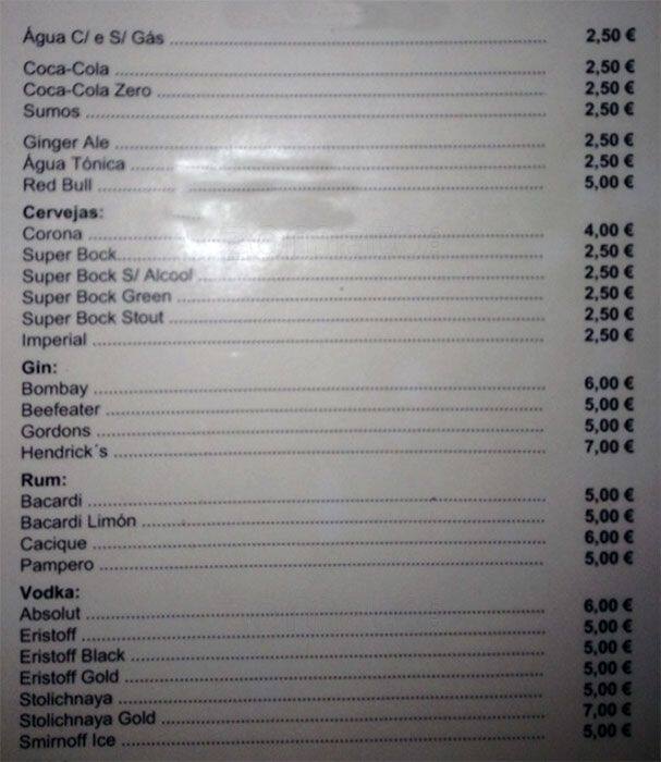 Menu at Woof x pub & bar, Lisbon