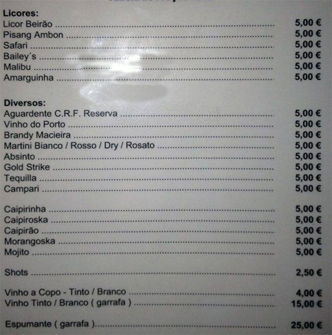 Menu at Woof x pub & bar, Lisbon