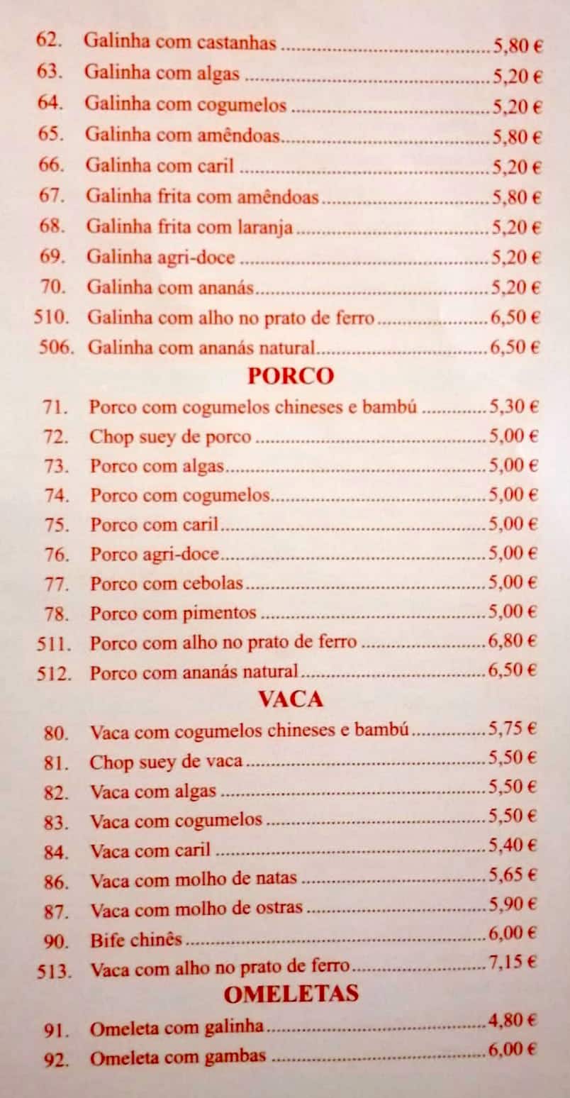 Menu em Boa Sorte restaurante, Oeiras, R. José Régio 1