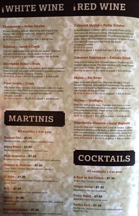 Menu at Squires pub & bar, Burlington