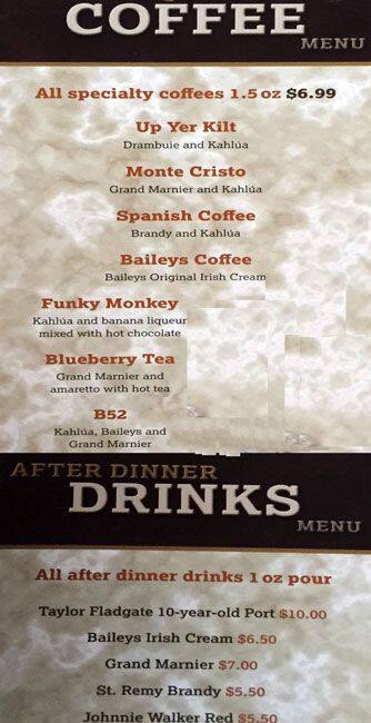 Menu at Squires pub & bar, Burlington