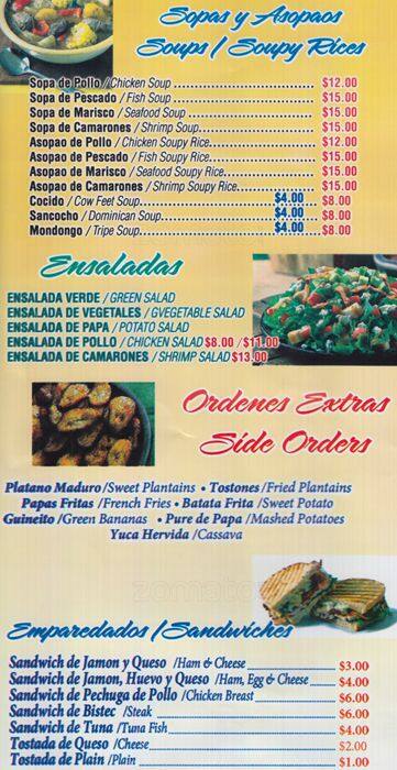 Menu at El Nuevo Taino pub & bar, New York City