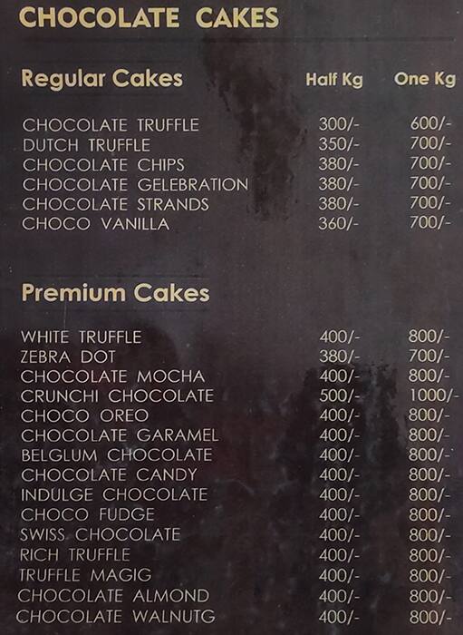 Menu at Kalyan Bakers, Bhiwandi