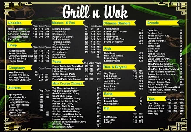 Menu of Grill N Wok, Sector 135, Noida