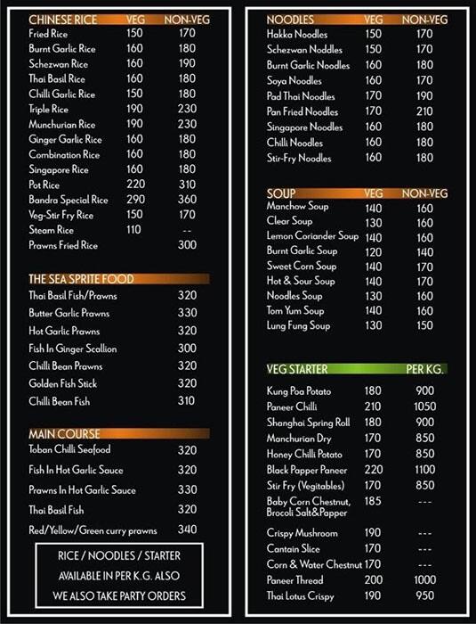 Menu of Bawachi, Sakinaka, Mumbai