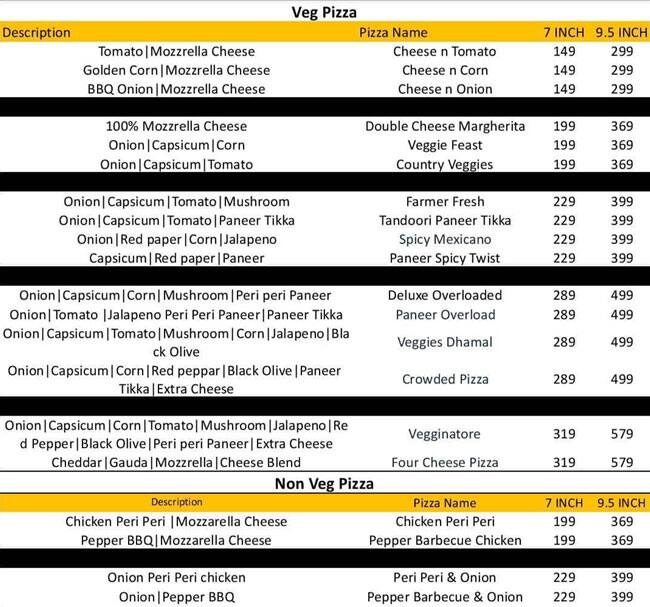 Menu of Pizza Story, Kandivali East, Mumbai