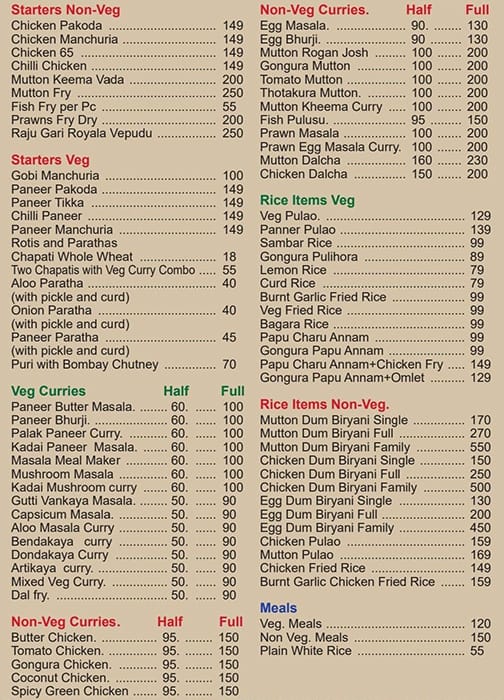 Menu of Ganesh Meal Box, Vanasthalipuram, Hyderabad