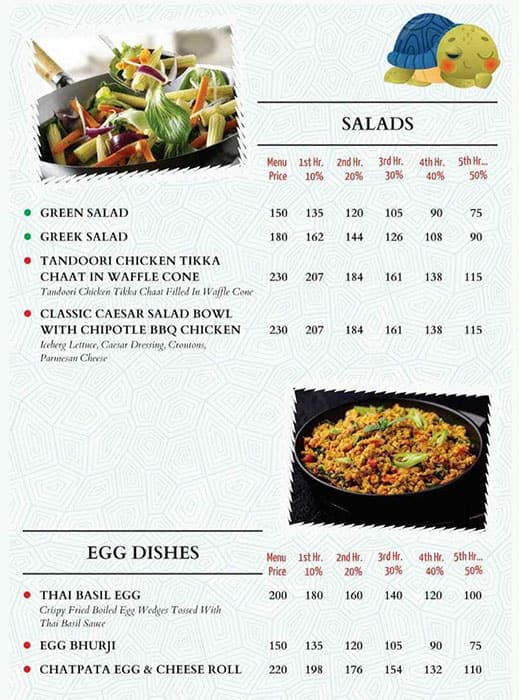 Menu of The Lazy Turtle, Koramangala 4th Block, Bangalore