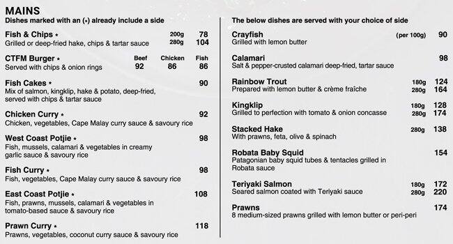 Menu at Cape Town Fish Market GrandWest restaurant, Cape Town, 41
