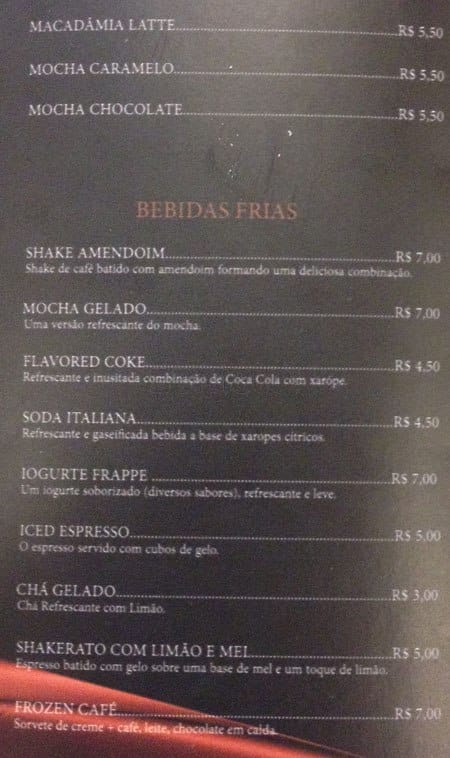 Menu at Spazio Gastronomia desserts, São Paulo