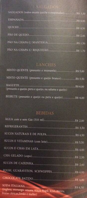 Menu at Spazio Gastronomia desserts, São Paulo