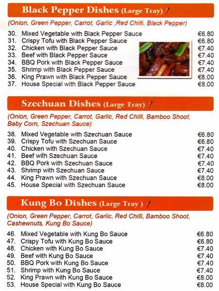 Menu at Hong Kee restaurant, Dublin