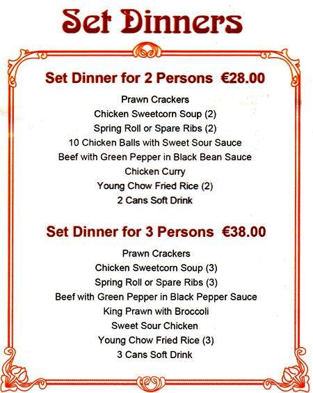 Menu at Hong Kee restaurant, Dublin