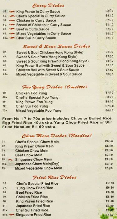 Menu at Ocean Inn Chinese Takeaway fast food, Dublin, 28 Main Street Upper