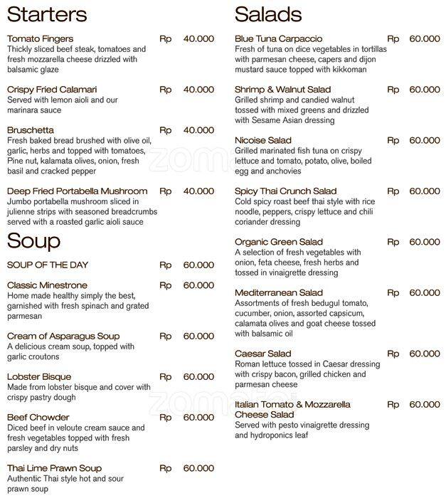Menu at Amarta Restaurant, Kuta Selatan, Nusa Dua