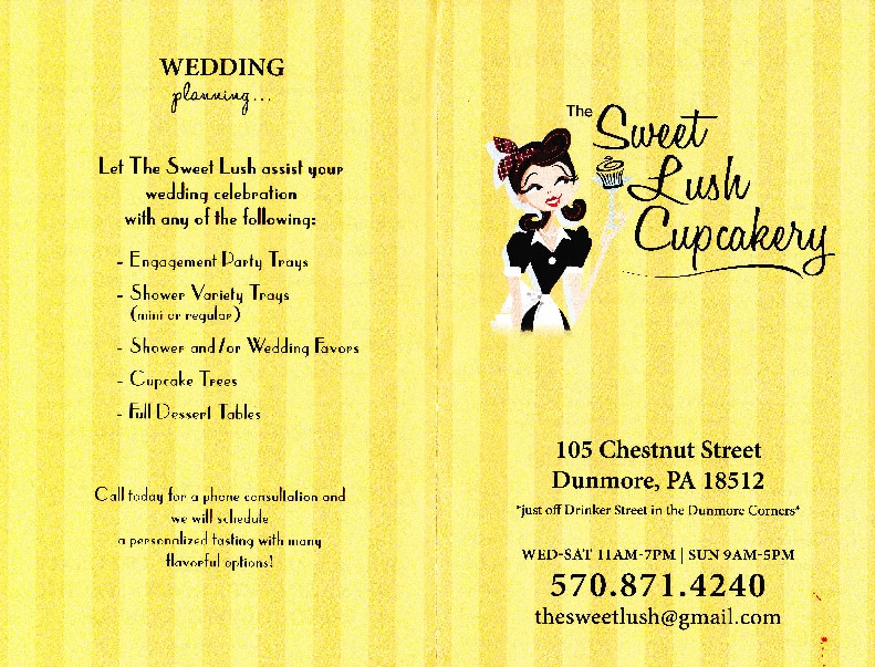 Menu at The Sweet Lush Cupcakery desserts, Dunmore, 105 Chestnut St